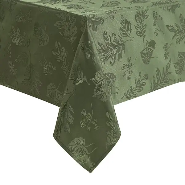 ELRENE HOME FASHIONS Elegant Woven Leaves Jacquard Damask Rectangle Tablecloth - Olive