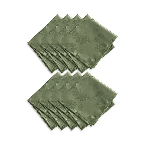 ELRENE HOME FASHIONS Elegant Woven Leaves Jacquard Damask Napkin, Set Of 8 - Olive