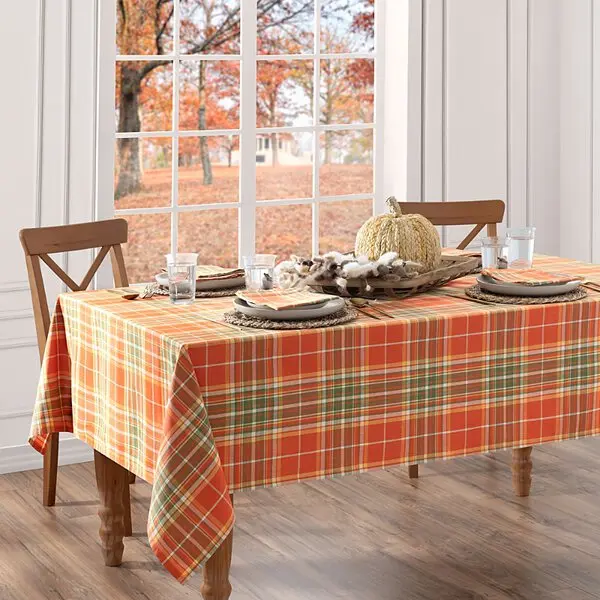 ELRENE HOME FASHIONS Hawley Plaid Harvest Cotton Rectangle Tablecloth - Multi