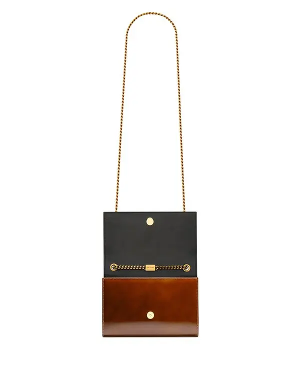 Saint Laurent Kate Mini Shoulder Bag - Chataigne Patent/gold