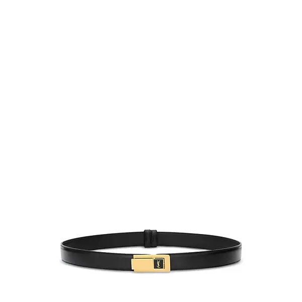 Saint Laurent Charniere Buckle Smooth Leather Belt - Black