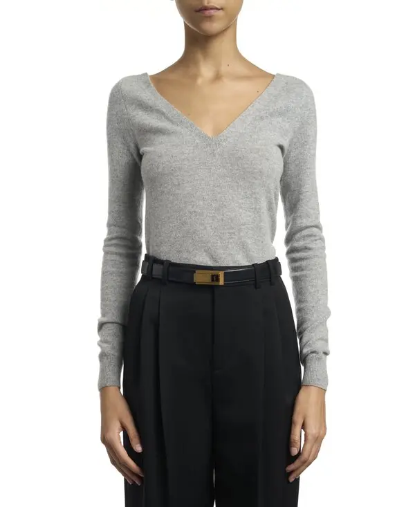 Saint Laurent Charniere Buckle Smooth Leather Belt - Black