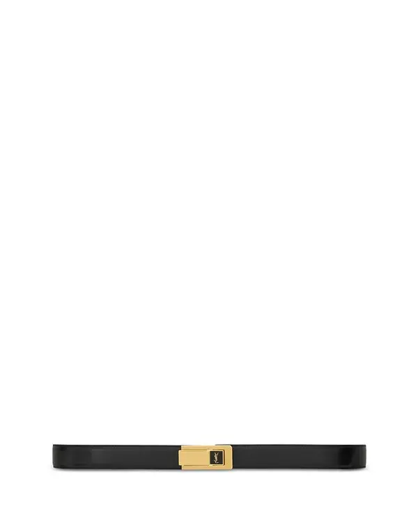 Saint Laurent Charniere Buckle Smooth Leather Belt - Black