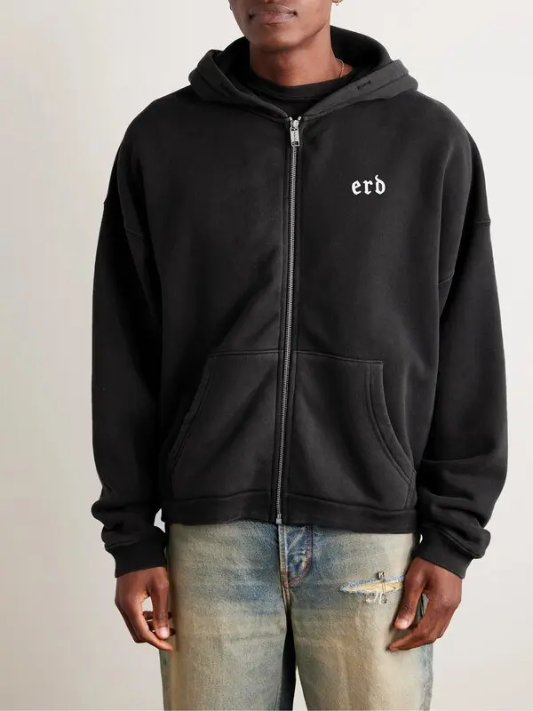 Enfants Riches DéPriméS Printed Cotton-Jersey Zip-Up Hoodie