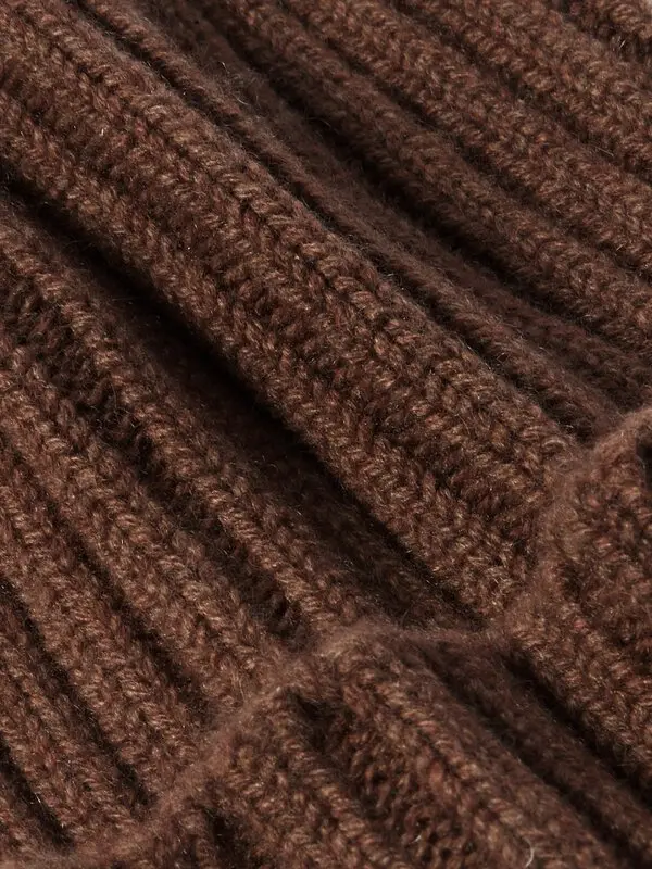 Thom Sweeney Ribbed Cashmere Beanie - Brown