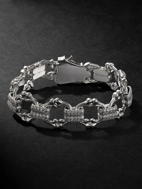 ALEX MOSS Crushed Bones Diamond Chain Bracelet - Silver