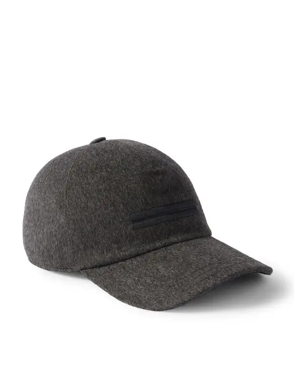 Zegna Logo Appliquéd Oasi Cashmere Baseball Cap - Gray