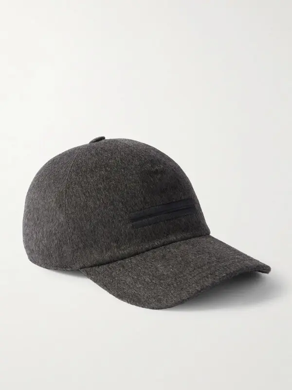 Zegna Logo Appliquéd Oasi Cashmere Baseball Cap - Gray