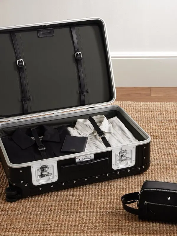 FPM MILANO Bank Spinner 68cm Leather-trimmed Aluminium Suitcase - Black