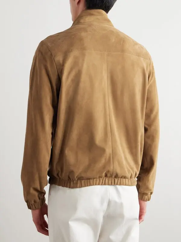 Loro Piana Suede Zip-up Bomber Jacket