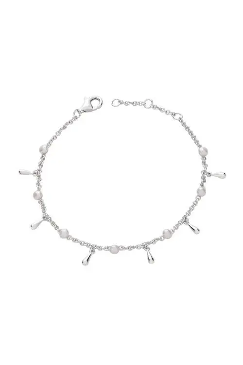 LUCY QUARTERMAINE Royal Pearl Drop Anklet - Sterling Silver