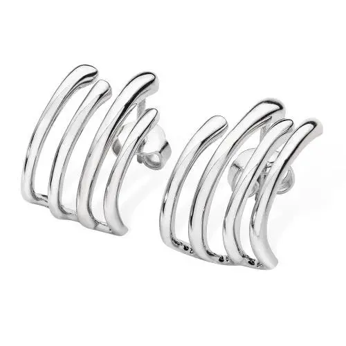 LUCY QUARTERMAINE Waterfall Four Hoop Stud Earrings - Sterling Silver