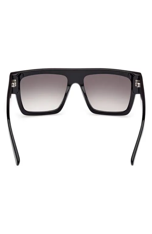 Mcm 54mm Rectangular Sunglasses - Shiny Black / Gradient Smoke