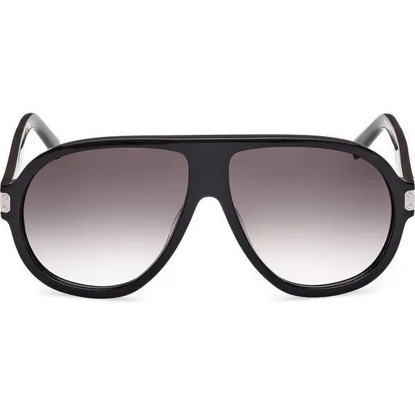 Mcm 59mm Pilot Sunglasses - Shiny Black / Gradient Smoke