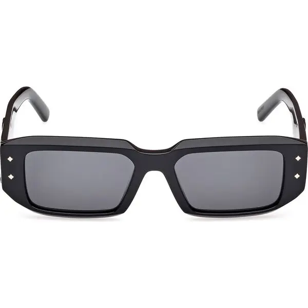 Mcm 53mm Rectangular Sunglasses - Shiny Black / Smoke
