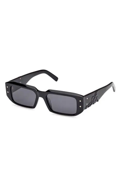 Mcm 53mm Rectangular Sunglasses - Shiny Black / Smoke