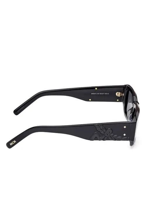 Mcm 53mm Rectangular Sunglasses - Shiny Black / Smoke