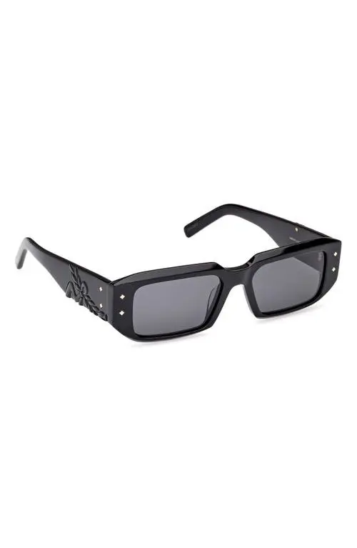 Mcm 53mm Rectangular Sunglasses - Shiny Black / Smoke