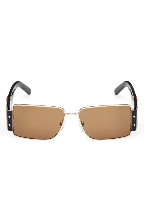 Mcm 55mm Rectangular Sunglasses - Gold / Roviex / Black
