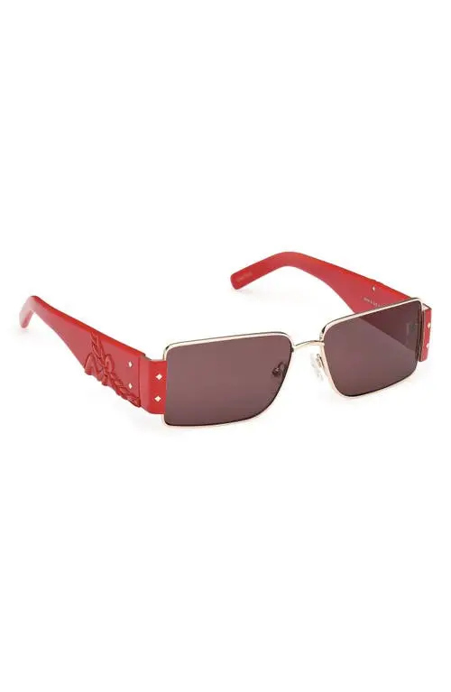 Mcm 55mm Rectangular Sunglasses - Gold/brown/red