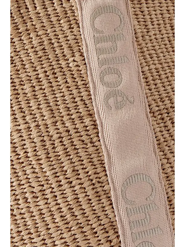 Chloé Woody Large Leather-trimmed Raffia Tote - Neutrals