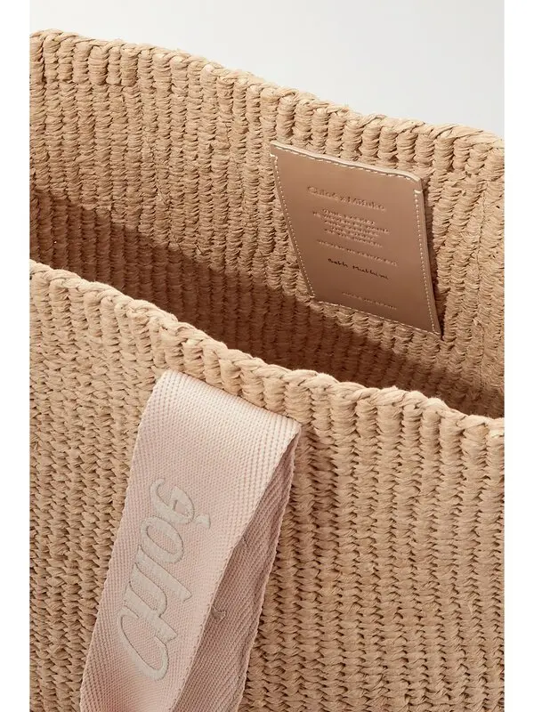 Chloé Woody Large Leather-trimmed Raffia Tote - Neutrals