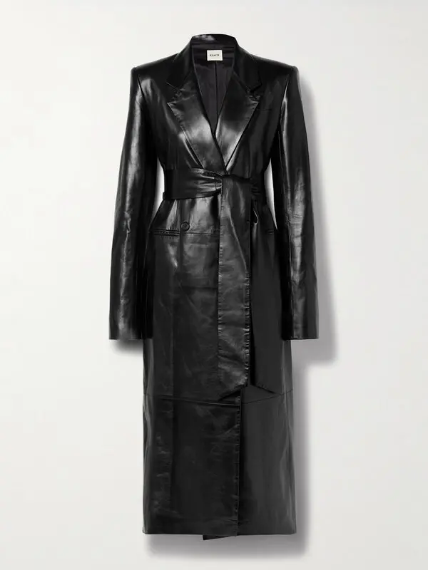 Khaite Lolo Belted Leather Coat
