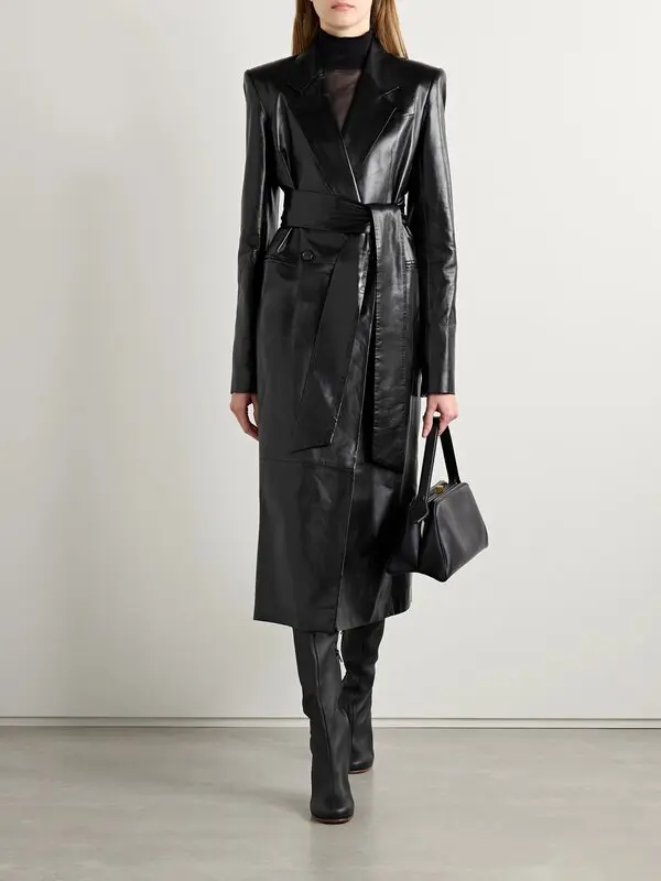 Khaite Lolo Belted Leather Coat