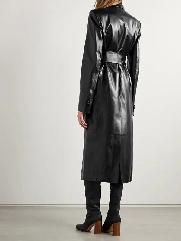 Khaite Lolo Belted Leather Coat