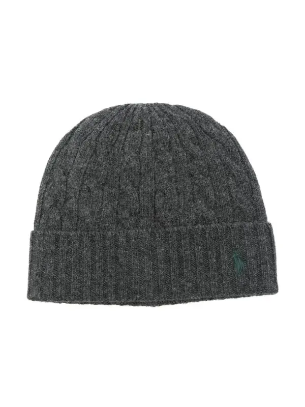 Ralph Lauren Polo Cable Knit Beanie - Grey