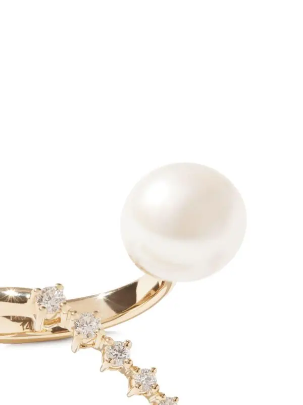 Mizuki 14kt Yellow Pearl And Diamond Open Band Ring - Gold