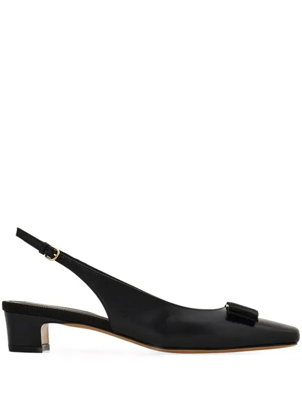 FERRAGAMO 30mm Bow-detail Slingback Pumps - Black