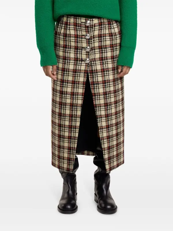 Rabanne Tartan-pattern Midi Skirt