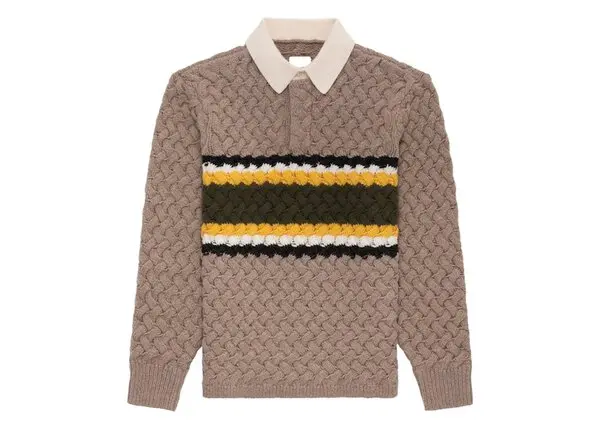 Aimé Leon Dore Basketweave Knit Rugby - Beige