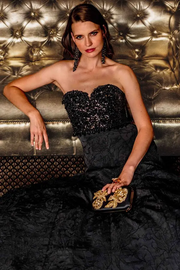 Sachin & Babi Lillian Jacquard Cloque Gown