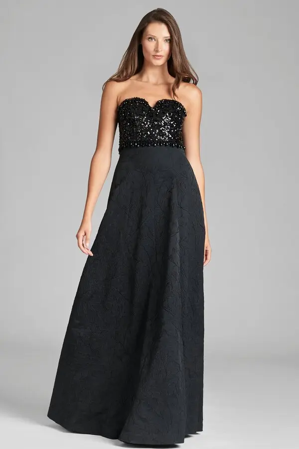 Sachin & Babi Lillian Jacquard Cloque Gown
