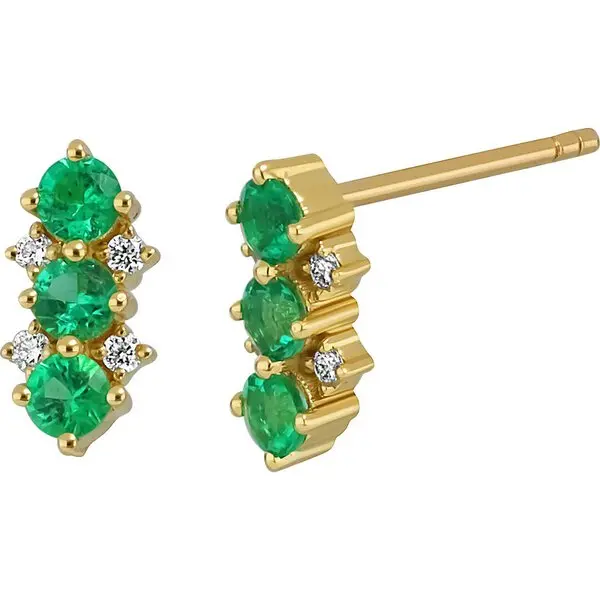 Bony Levy Emerald And Diamond Stud Earrings - 18ky