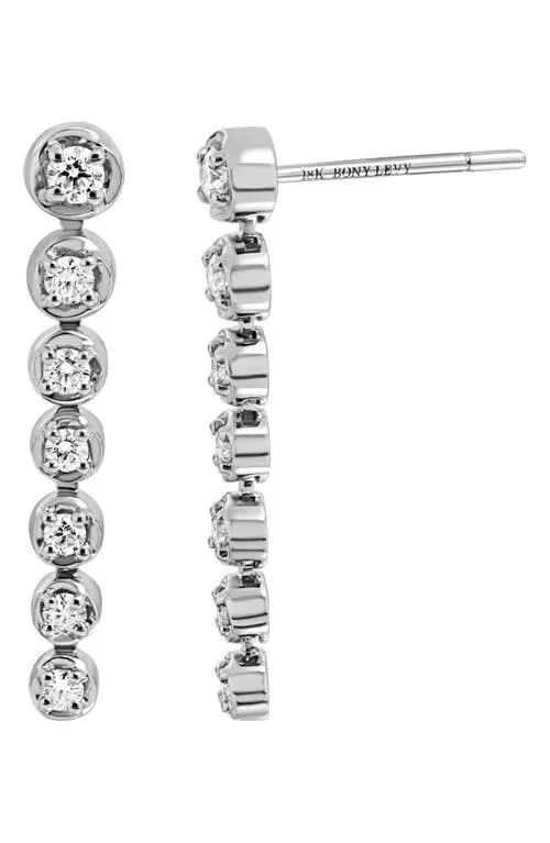 Bony Levy Monaco Diamond Linear Drop Earrings - 18k White Gold