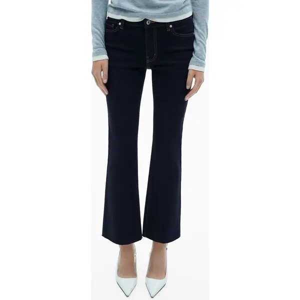 Mango Sienna Crop Flare Jeans - Open Blue