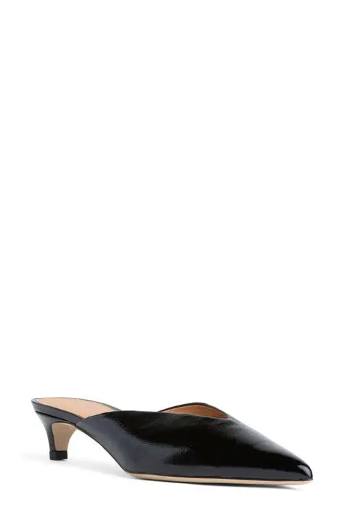 BEAUTIISOLES Gal Pointed Toe Kitten Heel Mule - Black