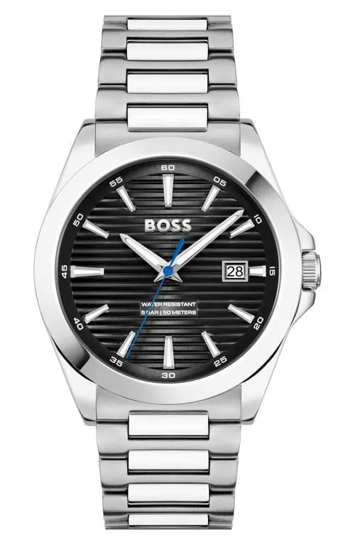 BOSS Stainless Steel Bracelet Watch - Silver/black