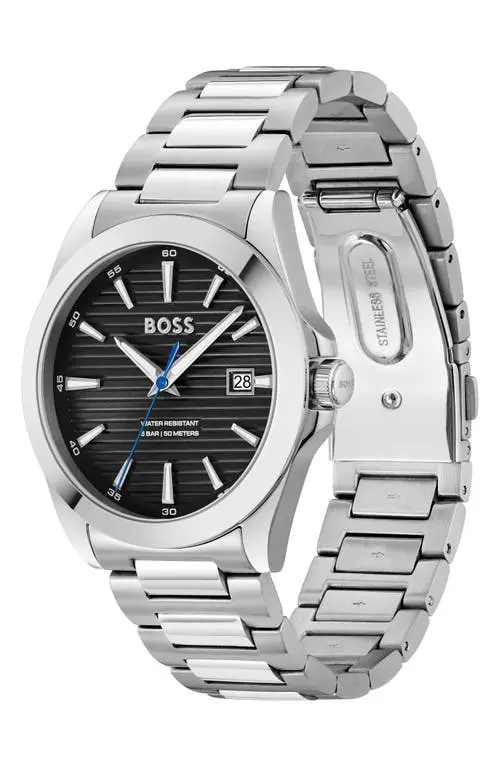 BOSS Stainless Steel Bracelet Watch - Silver/black