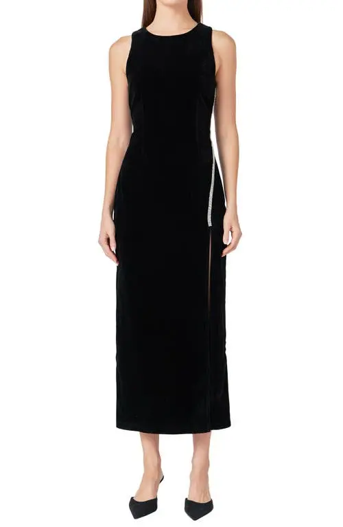 Endless Rose Jewel Trim Velvet Maxi Dress