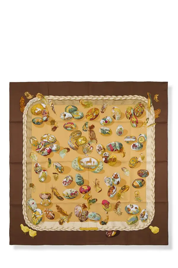 Hermès Multicolor 'couvee D Silk Scarf 90 - Brown