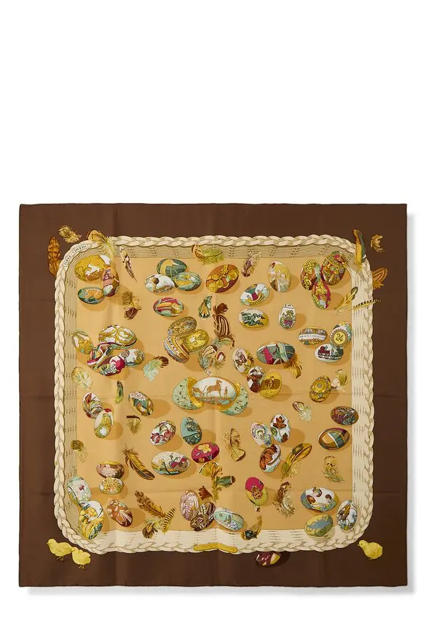 Hermès Multicolor 'couvee D Silk Scarf 90 - Brown