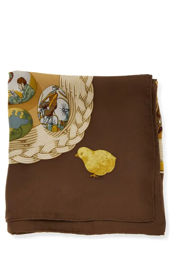 Hermès Multicolor 'couvee D Silk Scarf 90 - Brown