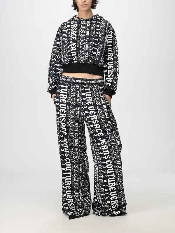 Versace All-over Logo Print Hoodie - Black