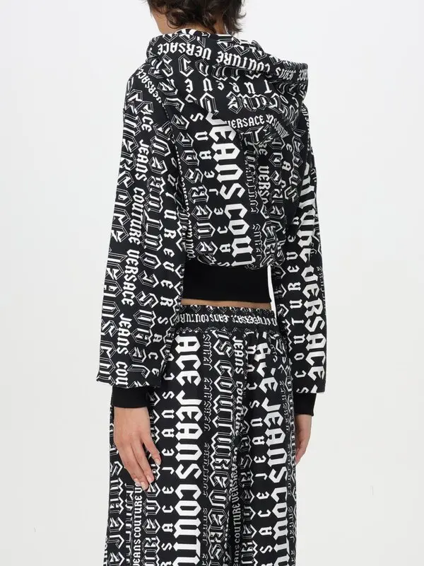 Versace All-over Logo Print Hoodie - Black