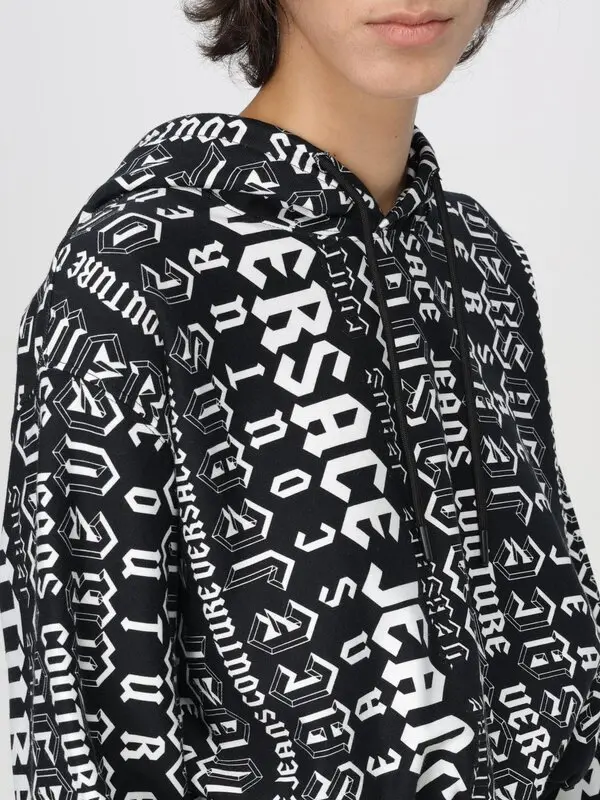 Versace All-over Logo Print Hoodie - Black