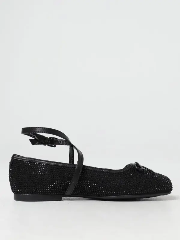 Michael Kors Embellished Ballet Flats With Ankle Strap - Black